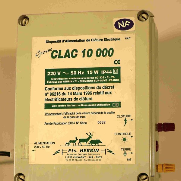 HERBIN : Clac 10 000, secteur 230 V - Michel Pyrat Clôtures électriques ...
